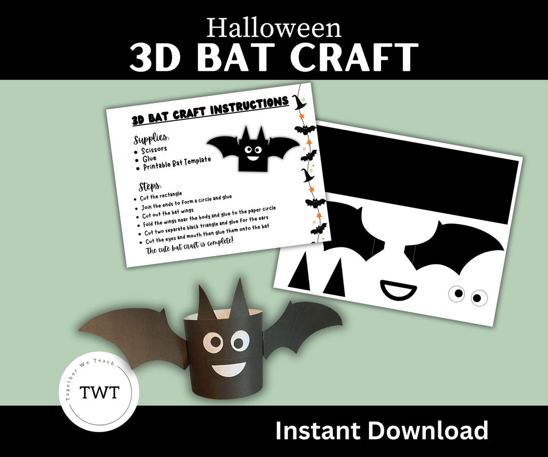 3D Bat Craft Activity, Make Your Own Bat, Template Provided, Halloween ...