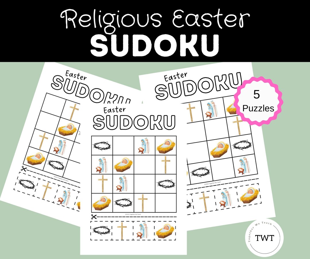 Easter Sudoku Activity, Cut and Paste Pictures, Religious Images - Etsy