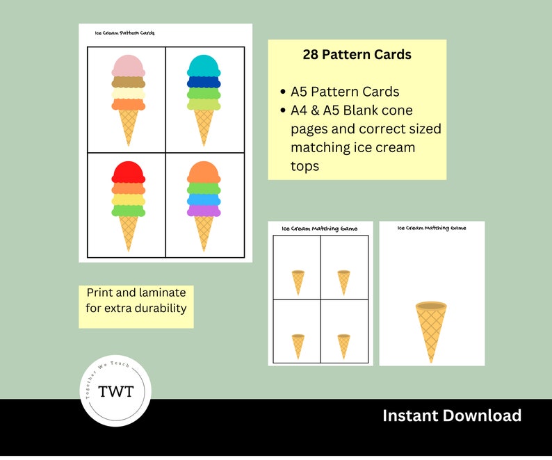 Ice Cream Matching Game - Etsy