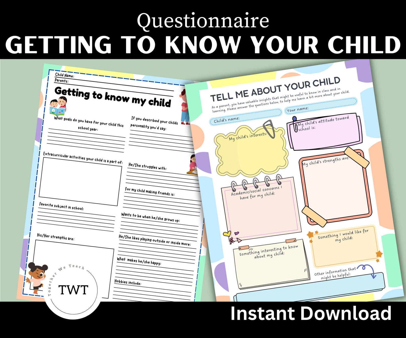 Getting to Know Your Child Questionnaire - Etsy