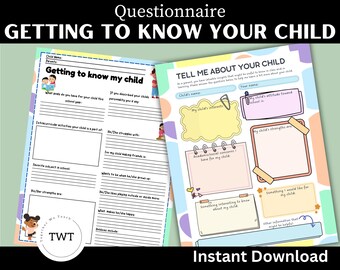 Daycare Forms, Getting to Know Your Child, Perfect for Tours, Daycare ...