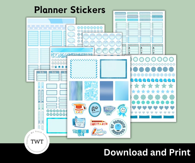 Teacher Planner - Blue Design- Printable -organising Teachers - Etsy