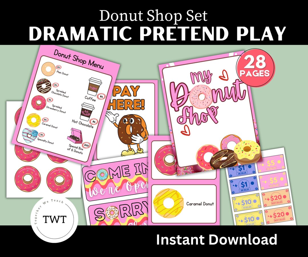 Donut Shop Pretend Play Set Up, PDF, Imaginative Play, Learning Through ...