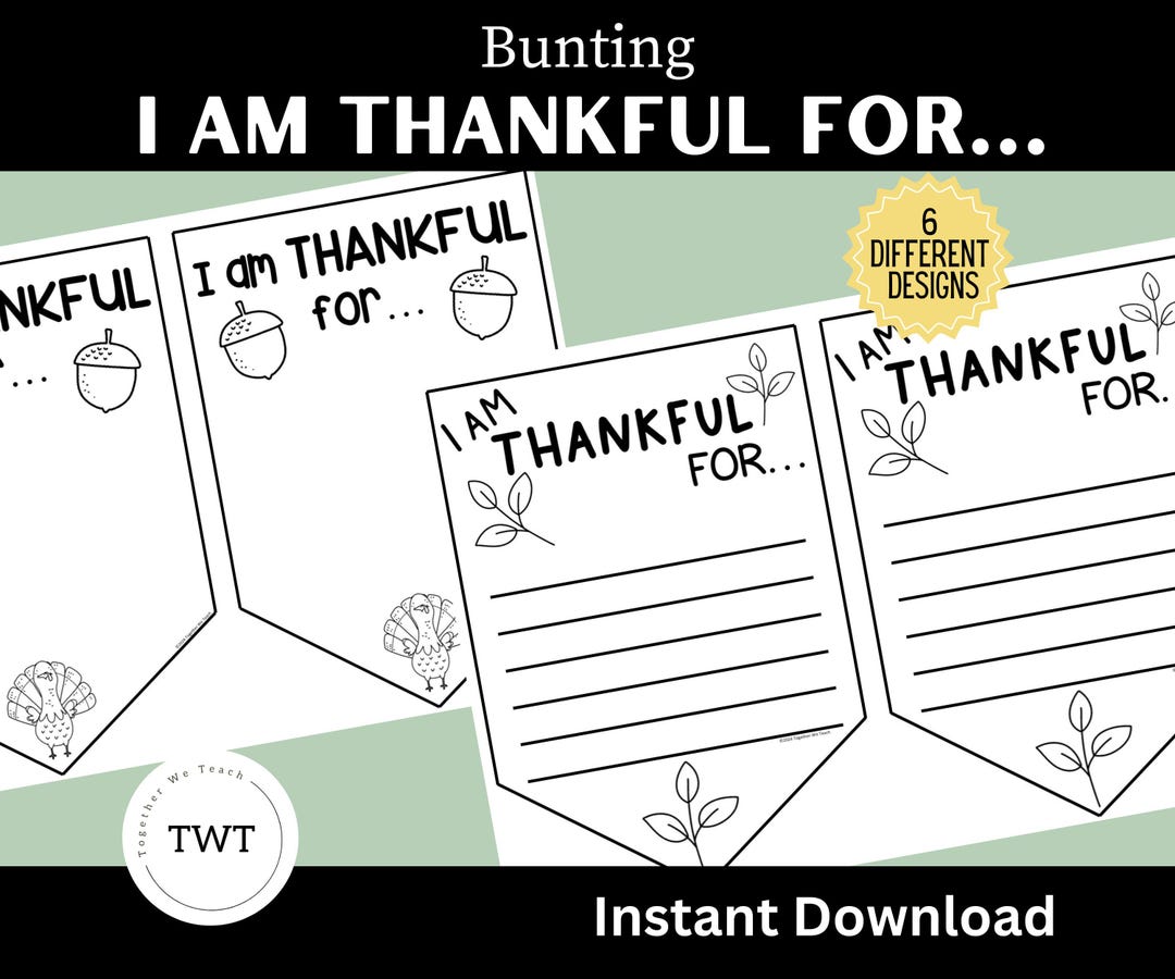 I Am Thankful Bunting, Beautiful Display, Different Designs, Lines and ...