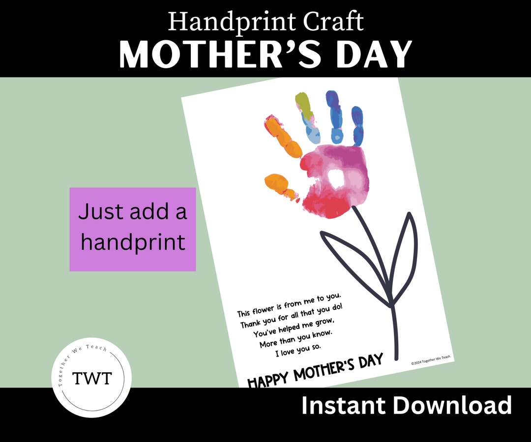 Mother's Day Handprint Flower Craft Activity - Mom/mum - Etsy