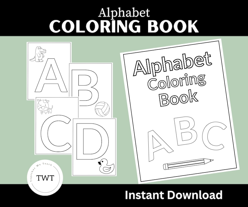 Alphabet Colouring Pages, Picture to Match the Letter, Black & White to ...