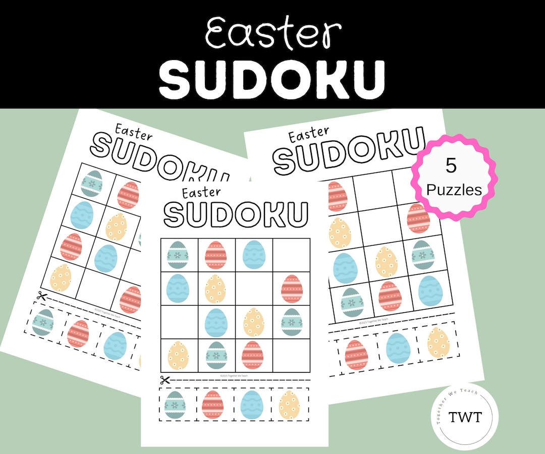 Easter Sudoku Activity, Cut and Paste Pictures - Etsy