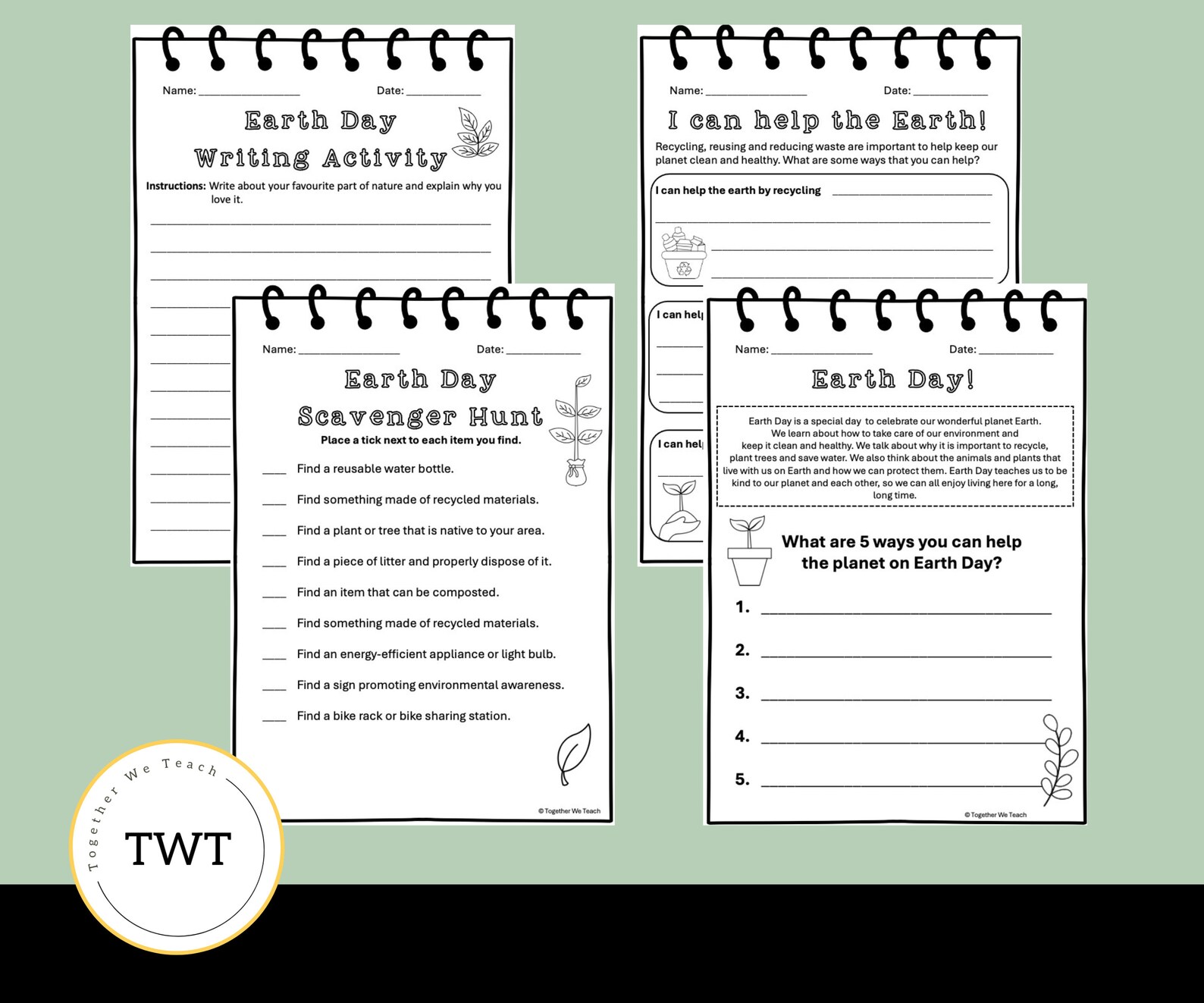 Earth Day Activities - Scavenger Hunt, Creative Writing & Taking Action ...