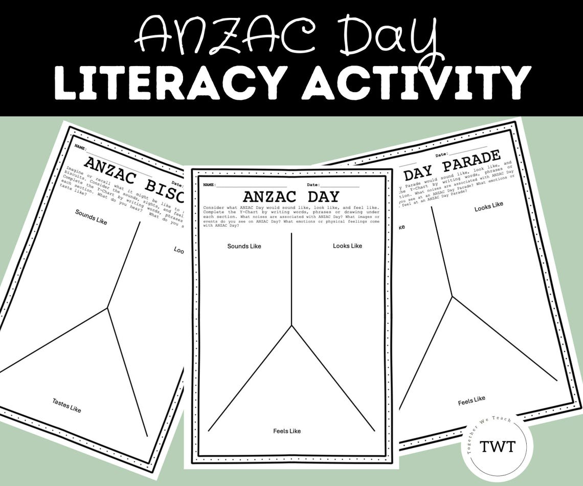 ANZAC Day Reflective - Y Chart Activity Worksheets - Literacy Activity ...