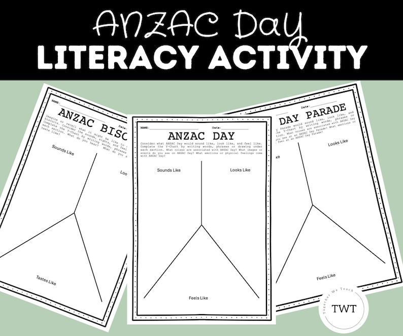 ANZAC Day Reflective - Y Chart Activity Worksheets - Literacy Activity ...