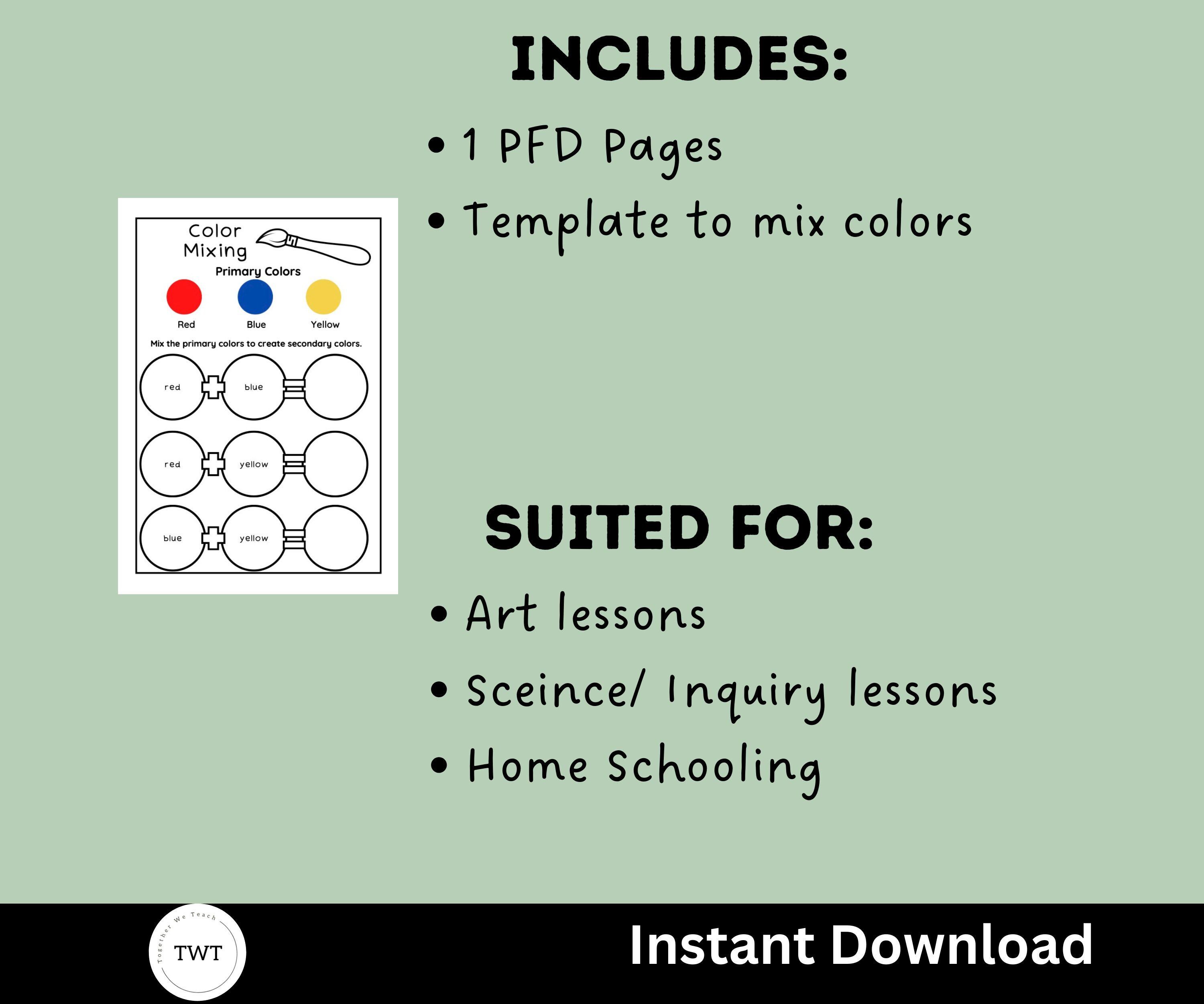 Colour Mixing Template - Visual and Easy to Use - Etsy