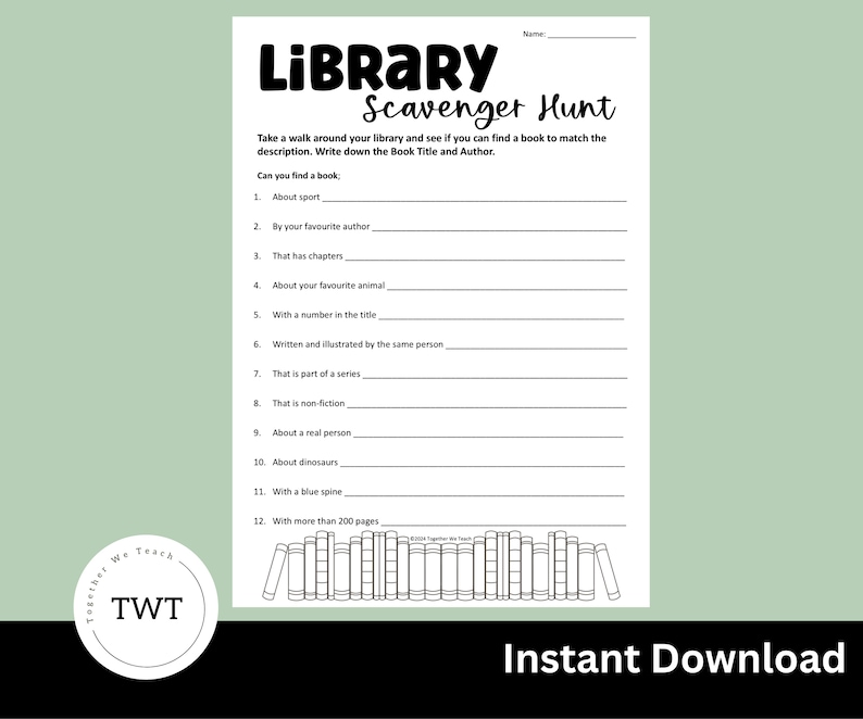 Library Scavenger Hunt Activity - Etsy