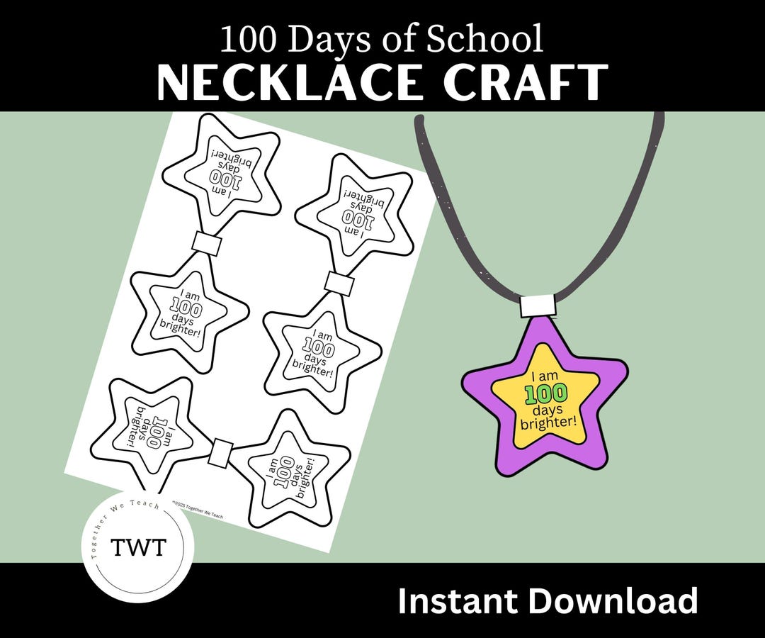 100 Days of School - Make a Star Necklace Template - Etsy