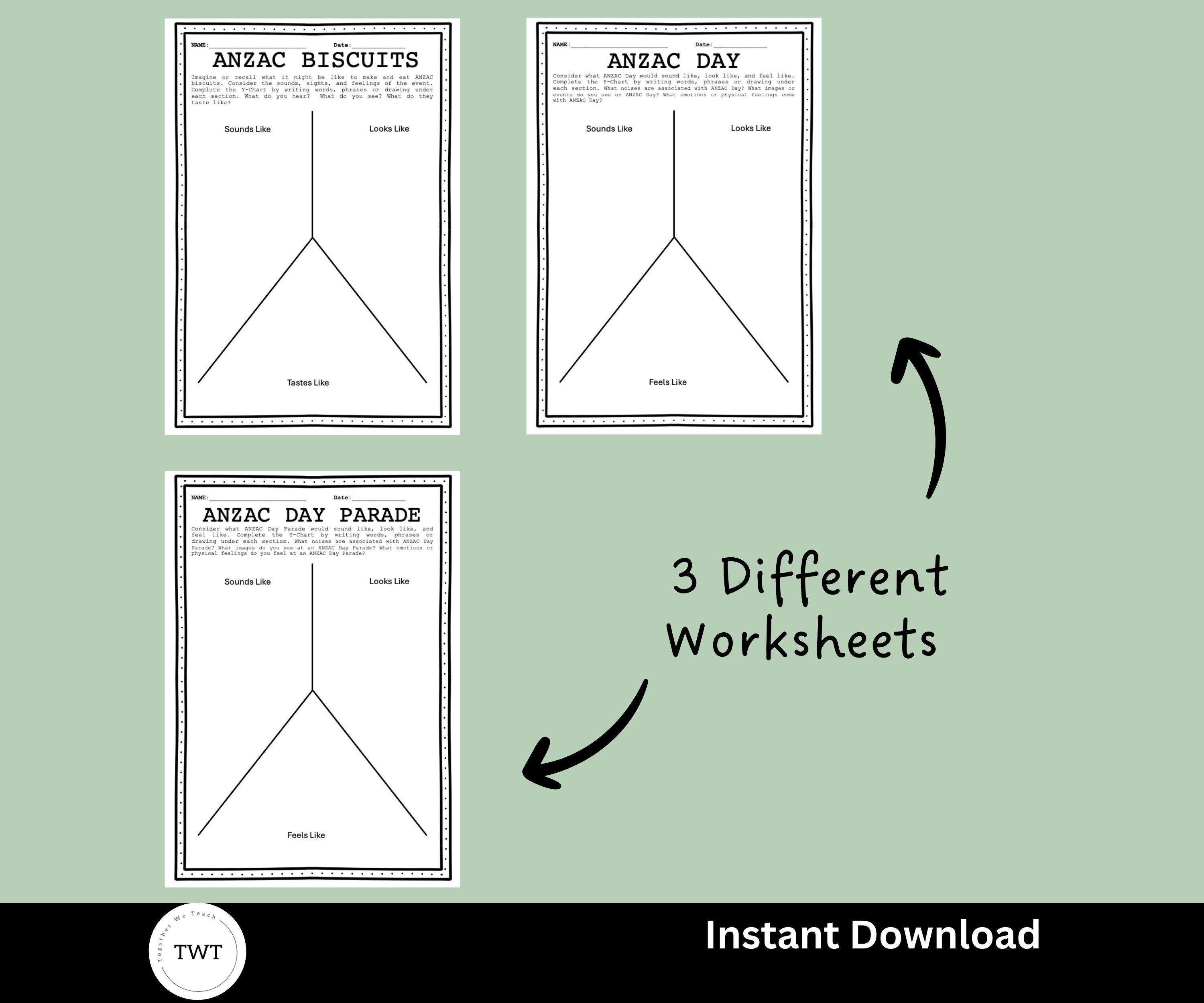 ANZAC Day Reflective - Y Chart Activity Worksheets - Literacy Activity ...