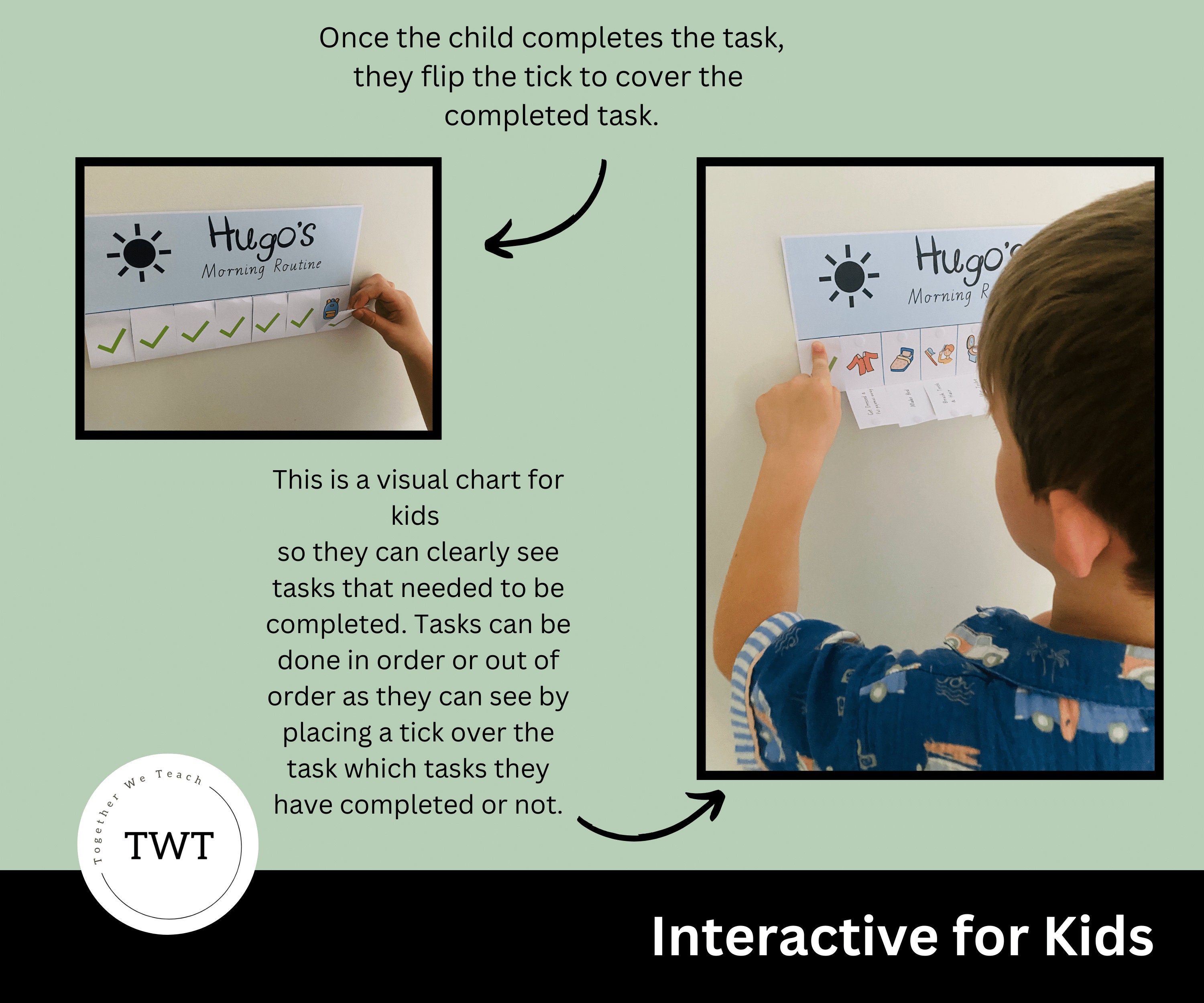 Daily Routine Charts for Kids - Interactive With Visual Support - Etsy
