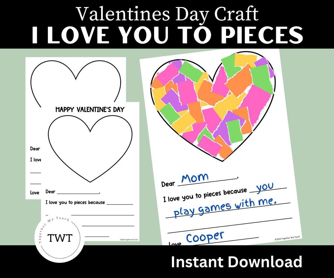 I Love You to Pieces Activity - Valentines Day - Etsy