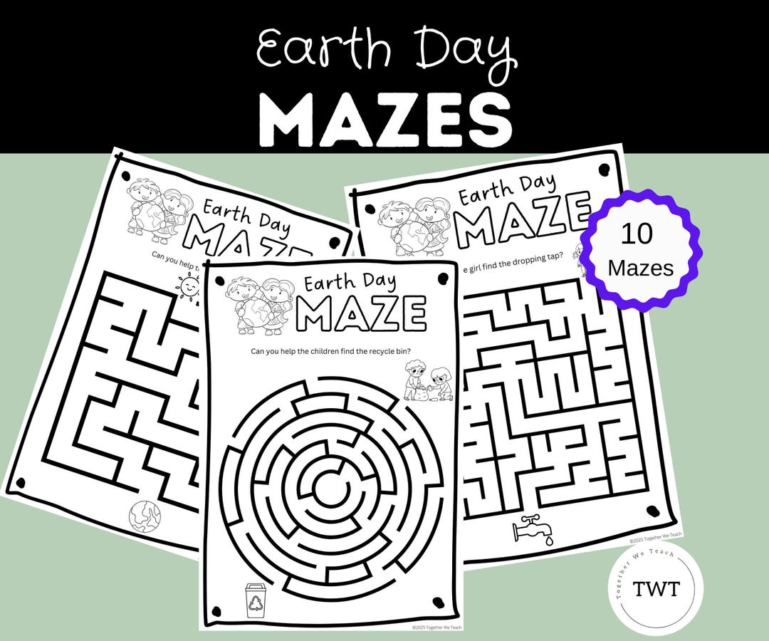 Earth Day Themed Mazes, 10 Different Fun Mazes, Celebrate Earth Day - Etsy