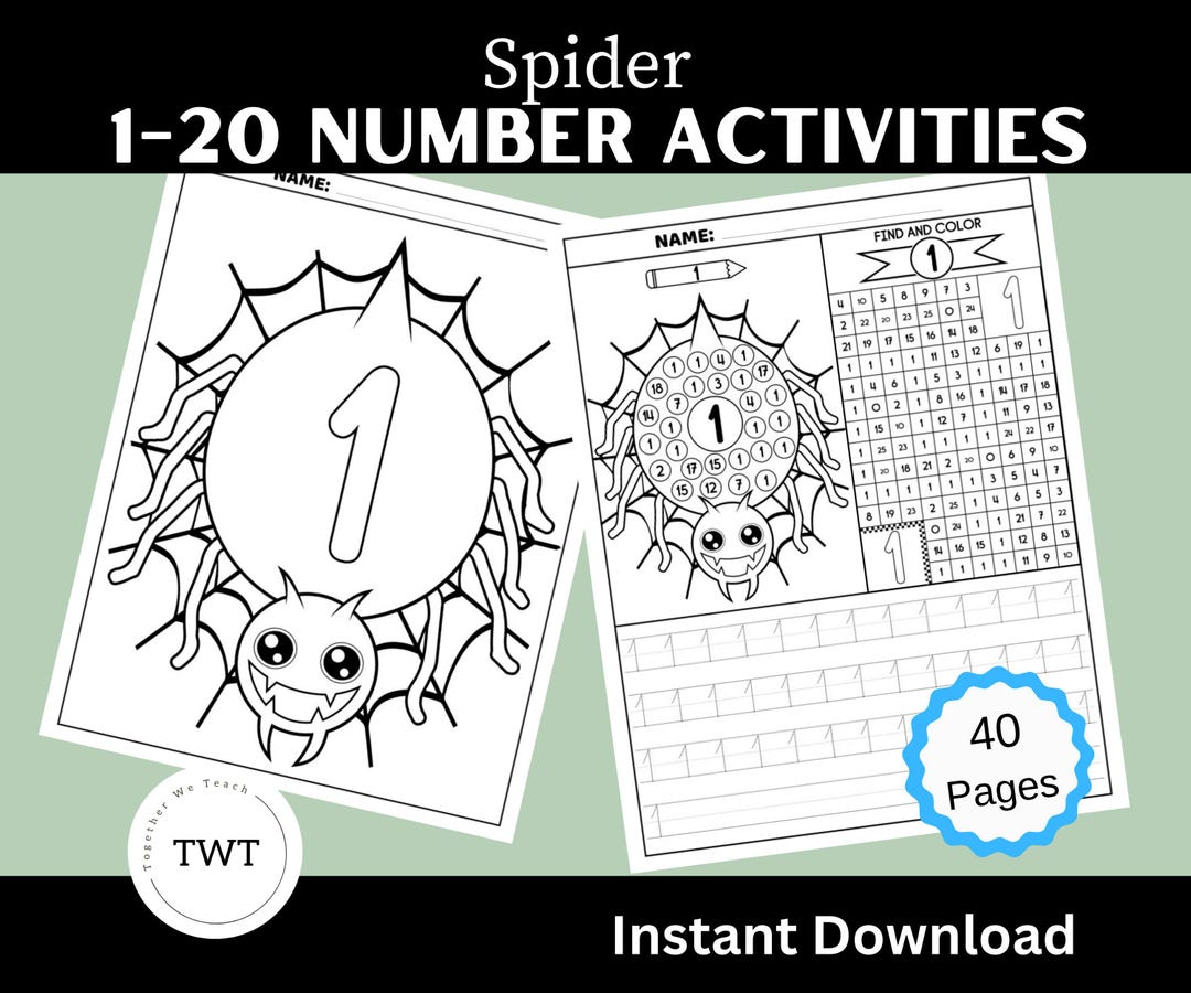 Spider Number and Handwriting Activity 0-20 Numbers - Etsy