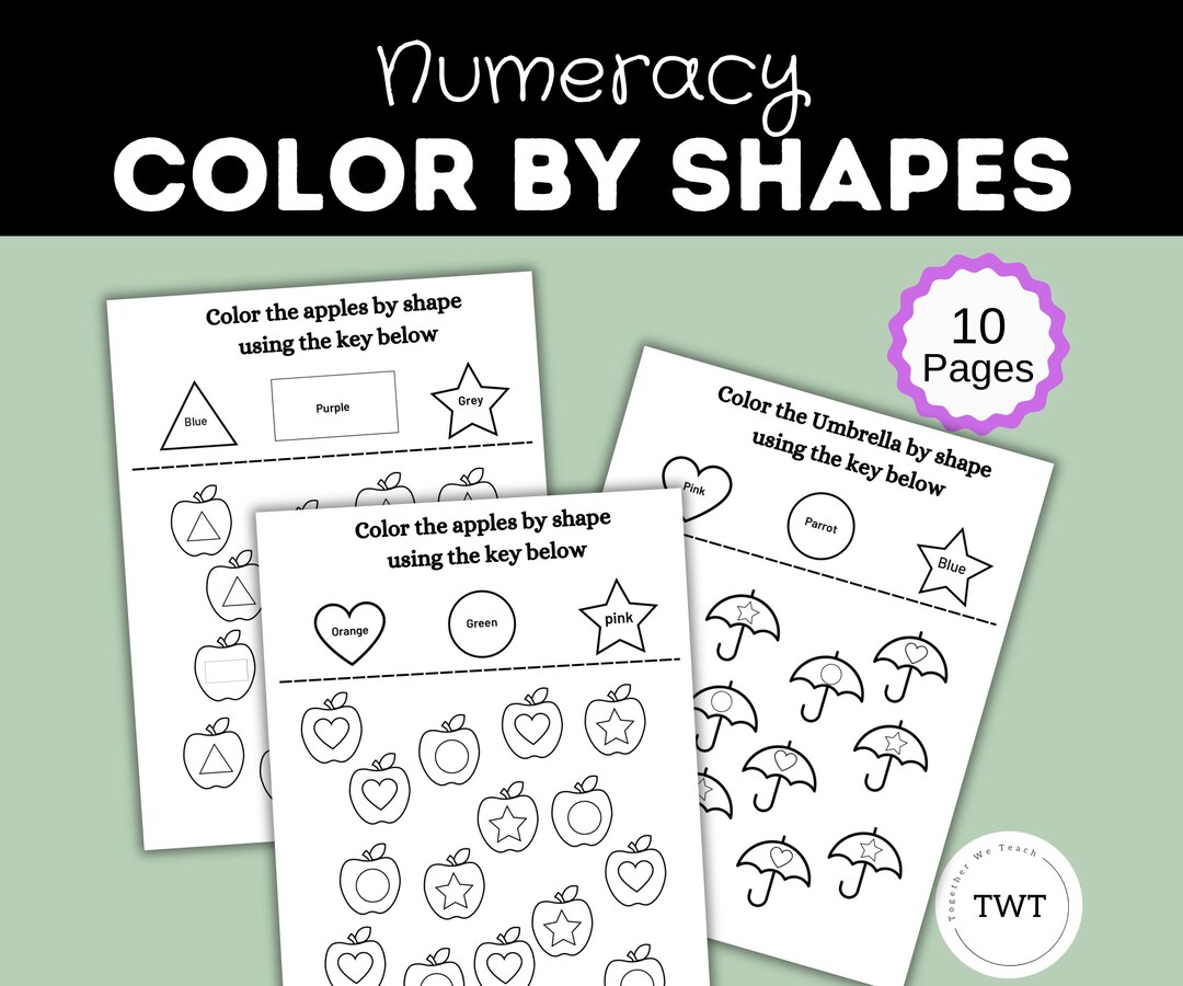 Color the Shape, 10 Different Activities to Learn Shape and Colors - Etsy