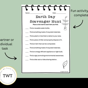Earth Day Activities - Scavenger Hunt, Creative Writing & Taking Action ...