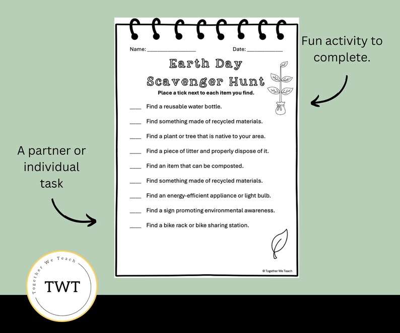 Earth Day Activities - Scavenger Hunt, Creative Writing & Taking Action ...