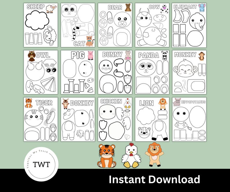 Animal Craft- Cut & Paste Activity - Etsy