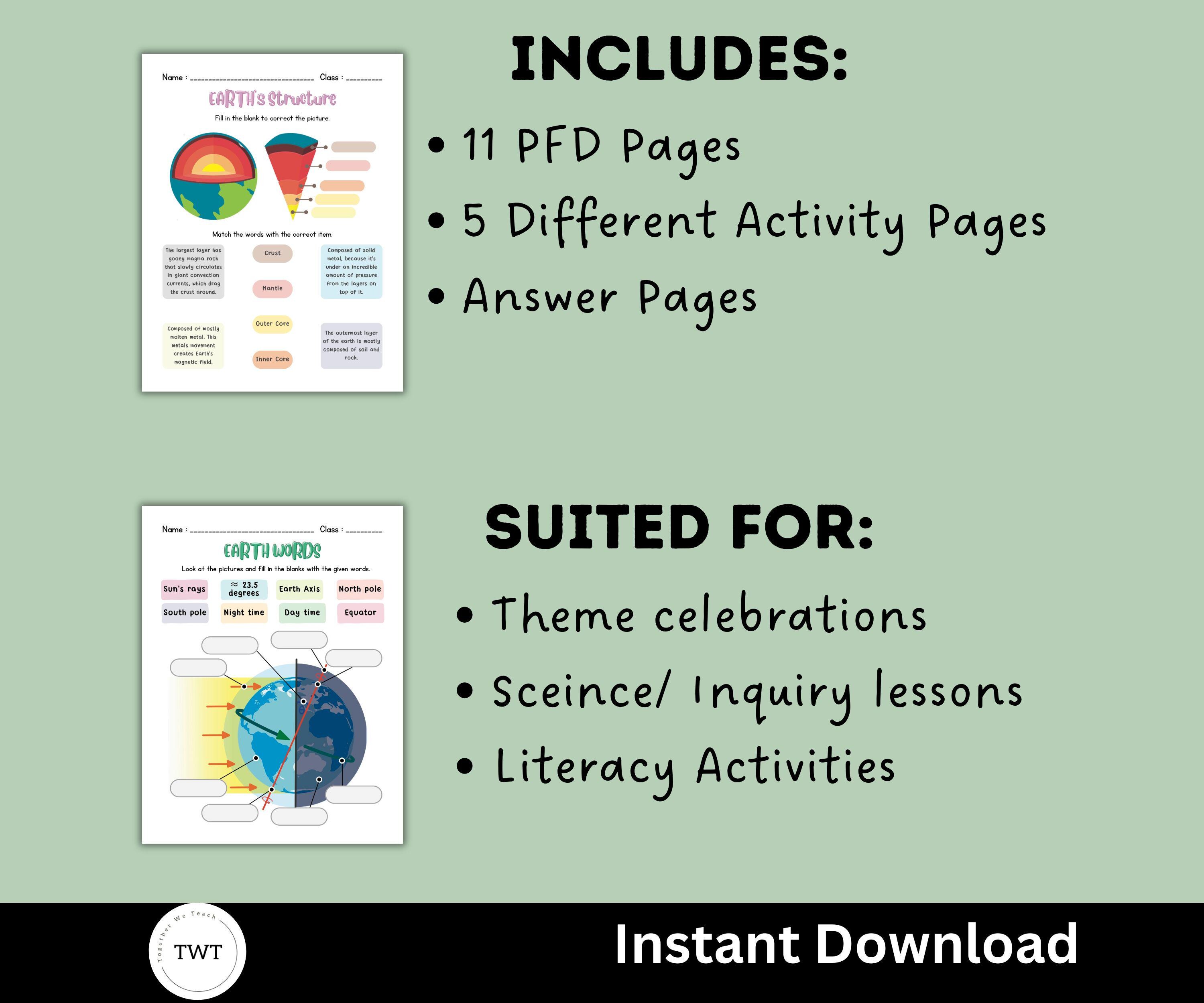 All About Earth Activity Booklet With Answers - Etsy