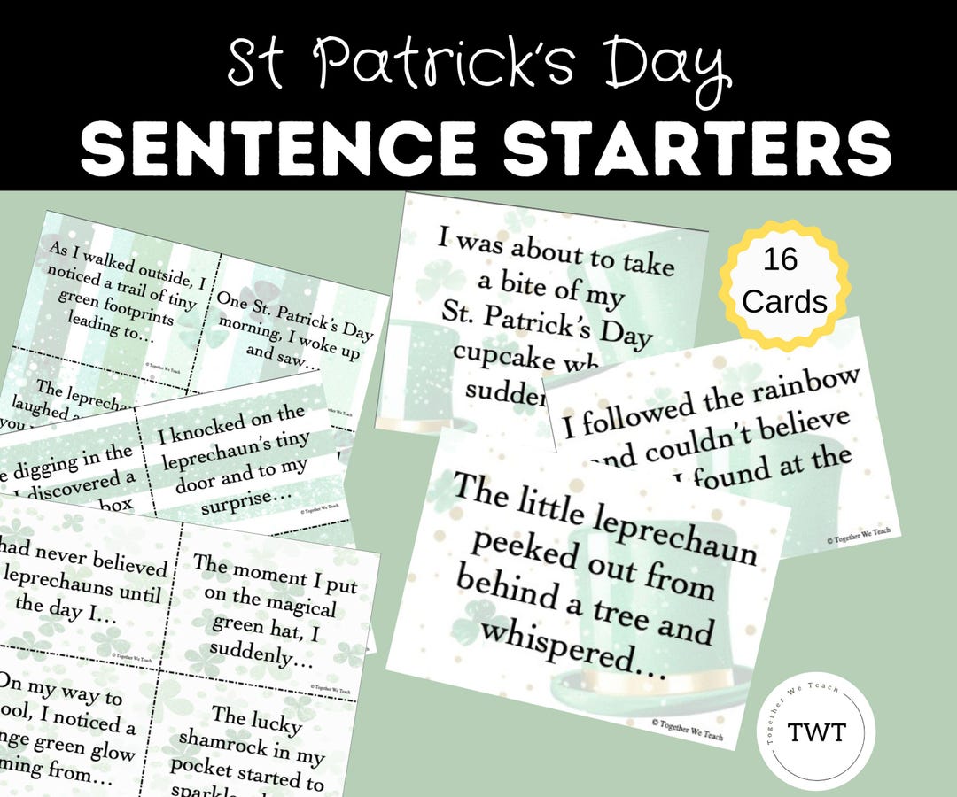St Patrick's Day Themed Sentence Starters for Creative Writing Activity ...