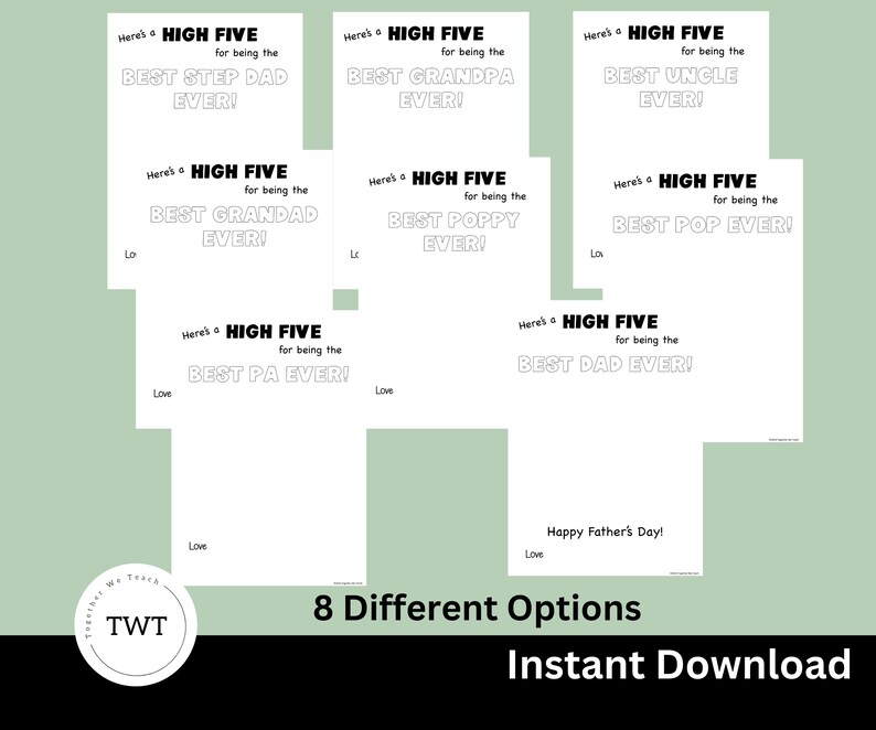 High Five Father's Day Handprint Poem - Uncle, Grandad, Grandpa, Poppy ...