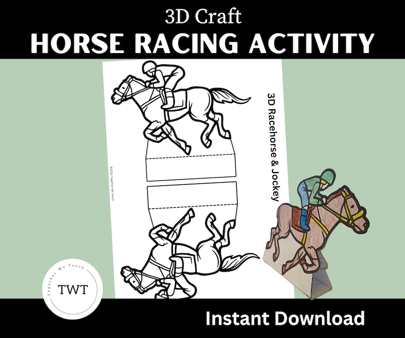 3D Racing Horse and Jockey- Horse Racing Activity - Etsy