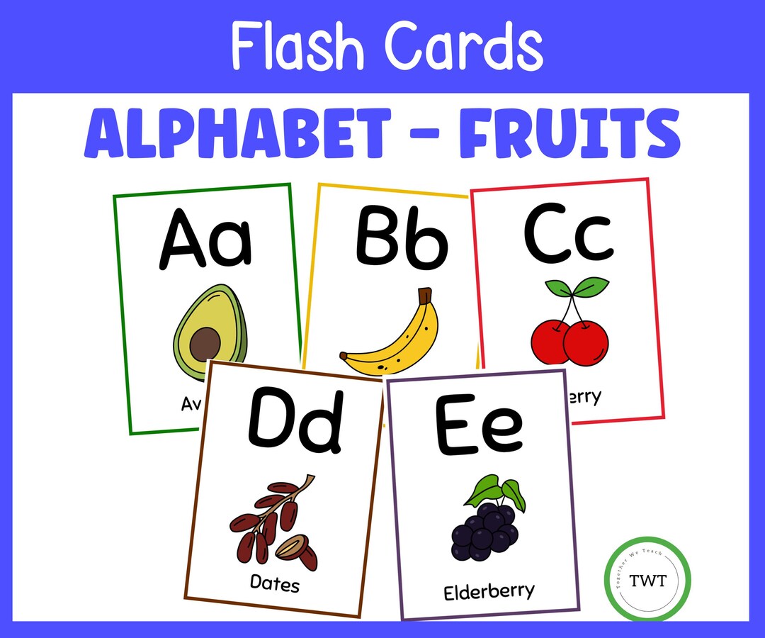 Alphabet Flashcards - Fruit Themed - Etsy