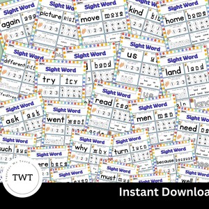 Sight Words, Second 100-200, Activities to Complete for Each Word ...