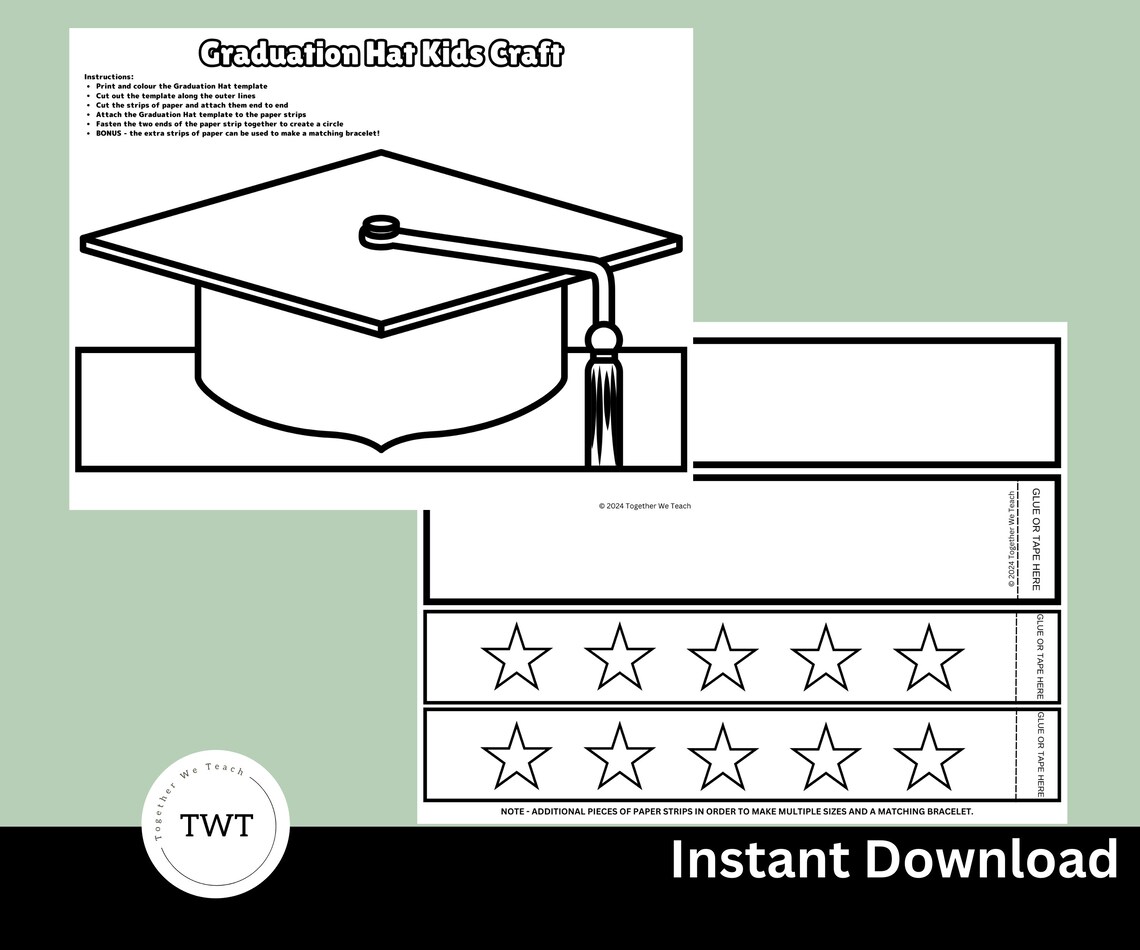 Graduation Hat Printable Kids Craft DIY - Etsy