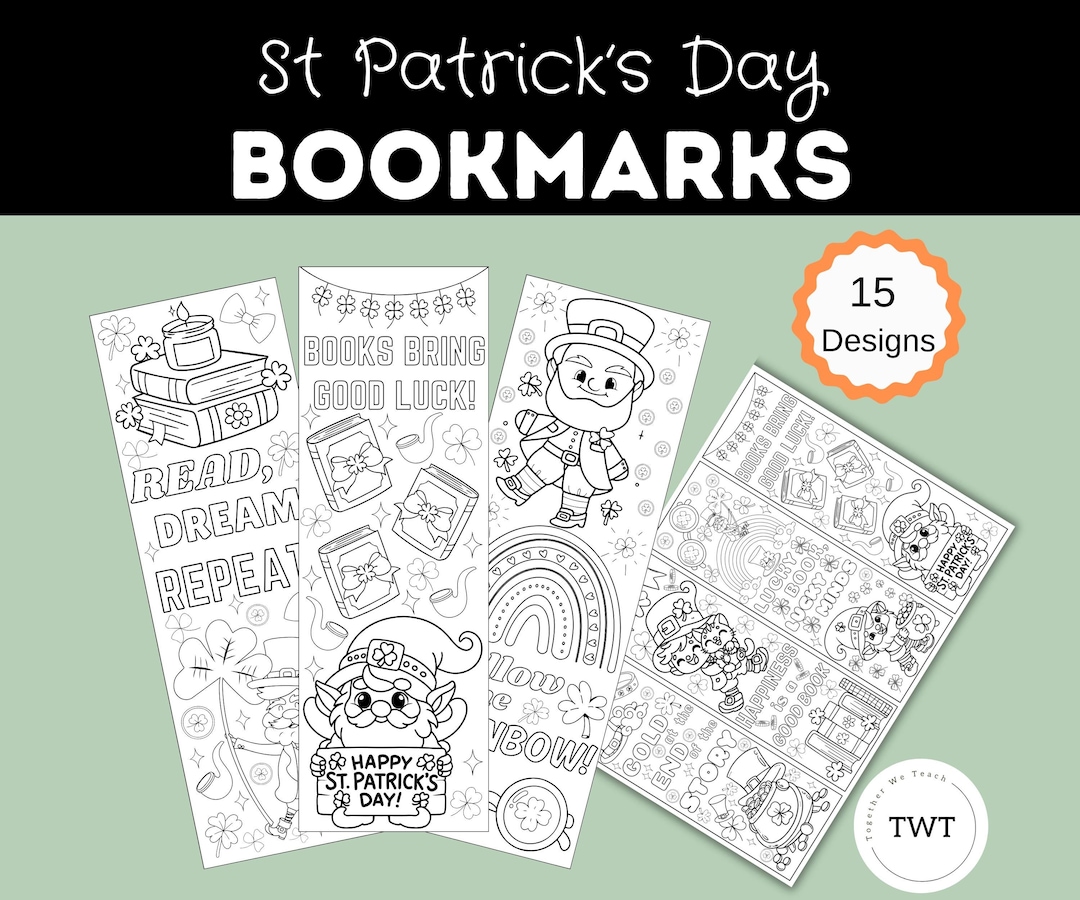 St Patrick's Day Bookmarks, Colour Your Own Bookmarks - Etsy