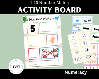 Number Match Printable Worksheet, 1 to 10, Learn the Numbers, Matching ...