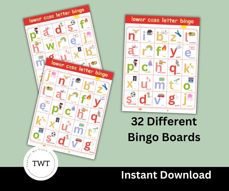 Lower Case Letter Bingo- Printable-learning the Letters of the Alphabet ...