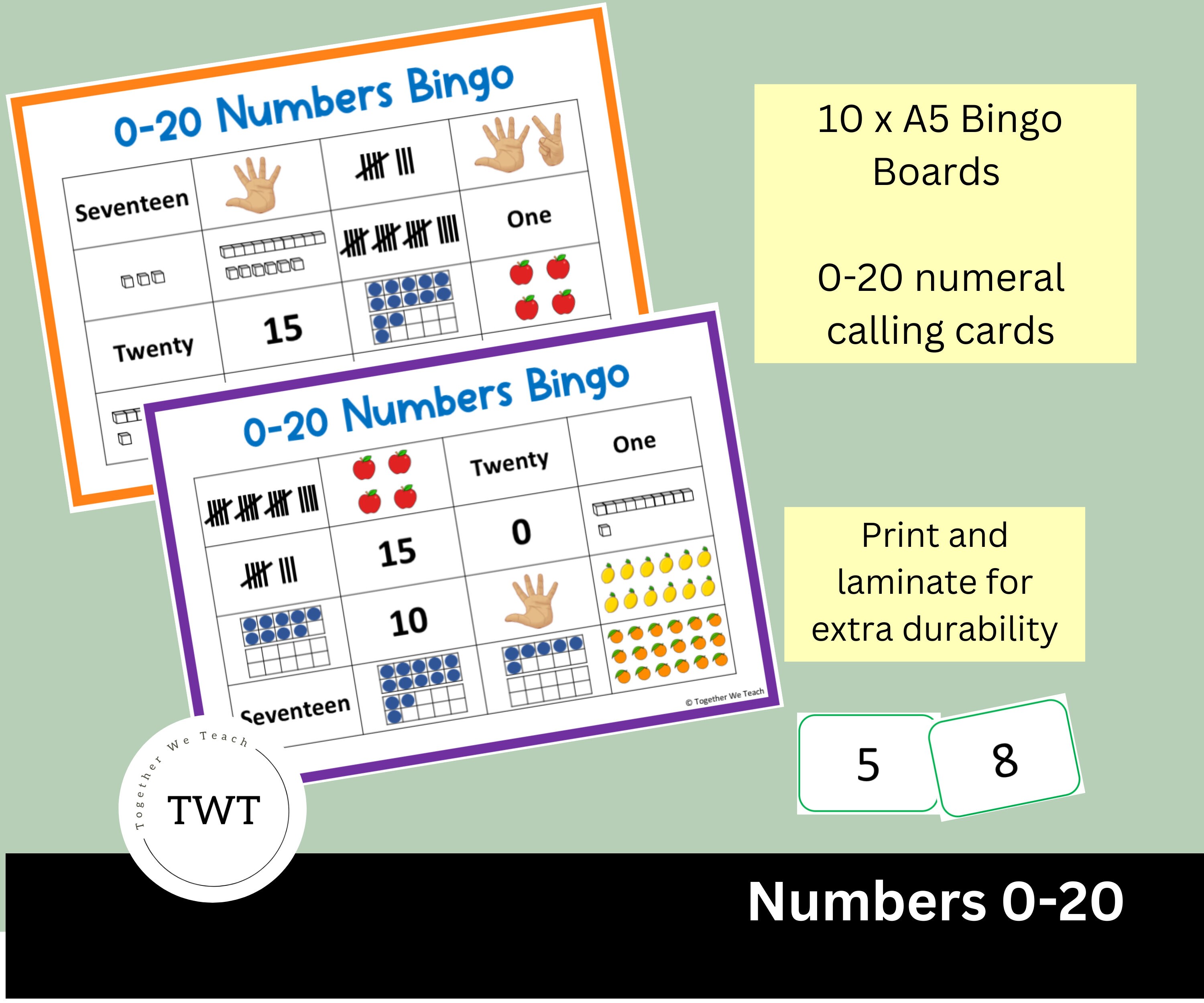 0-20 Number Bingo - Representing Numbers in a Variety of Ways - Etsy