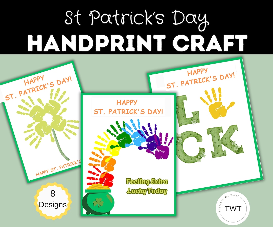 St Patrick's Day Handprints Craft Activity, Keepsake, 8 Designs - Etsy