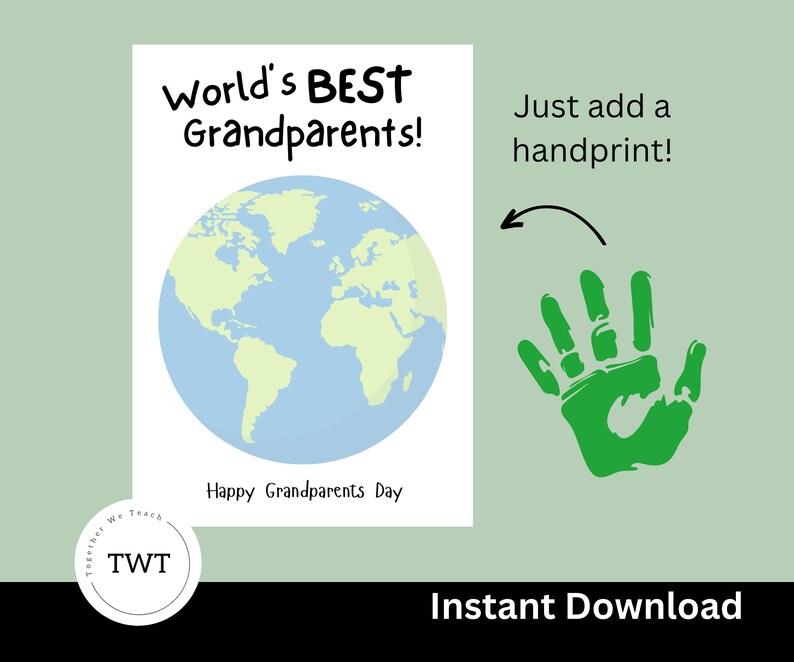 World's Best Grandparents Handprint Craft- Grandparents Day, Unique ...