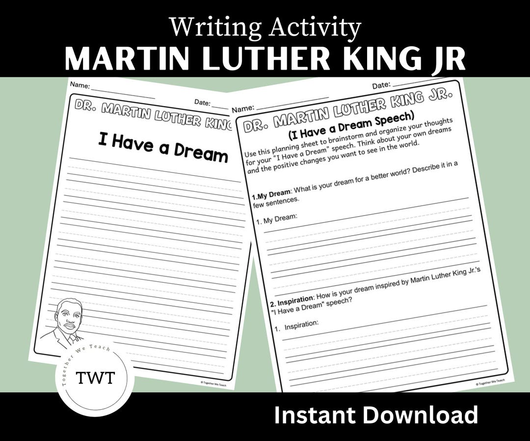 I Have a Dream Inspirational Activity Martin Luther King Jr. Day - Etsy