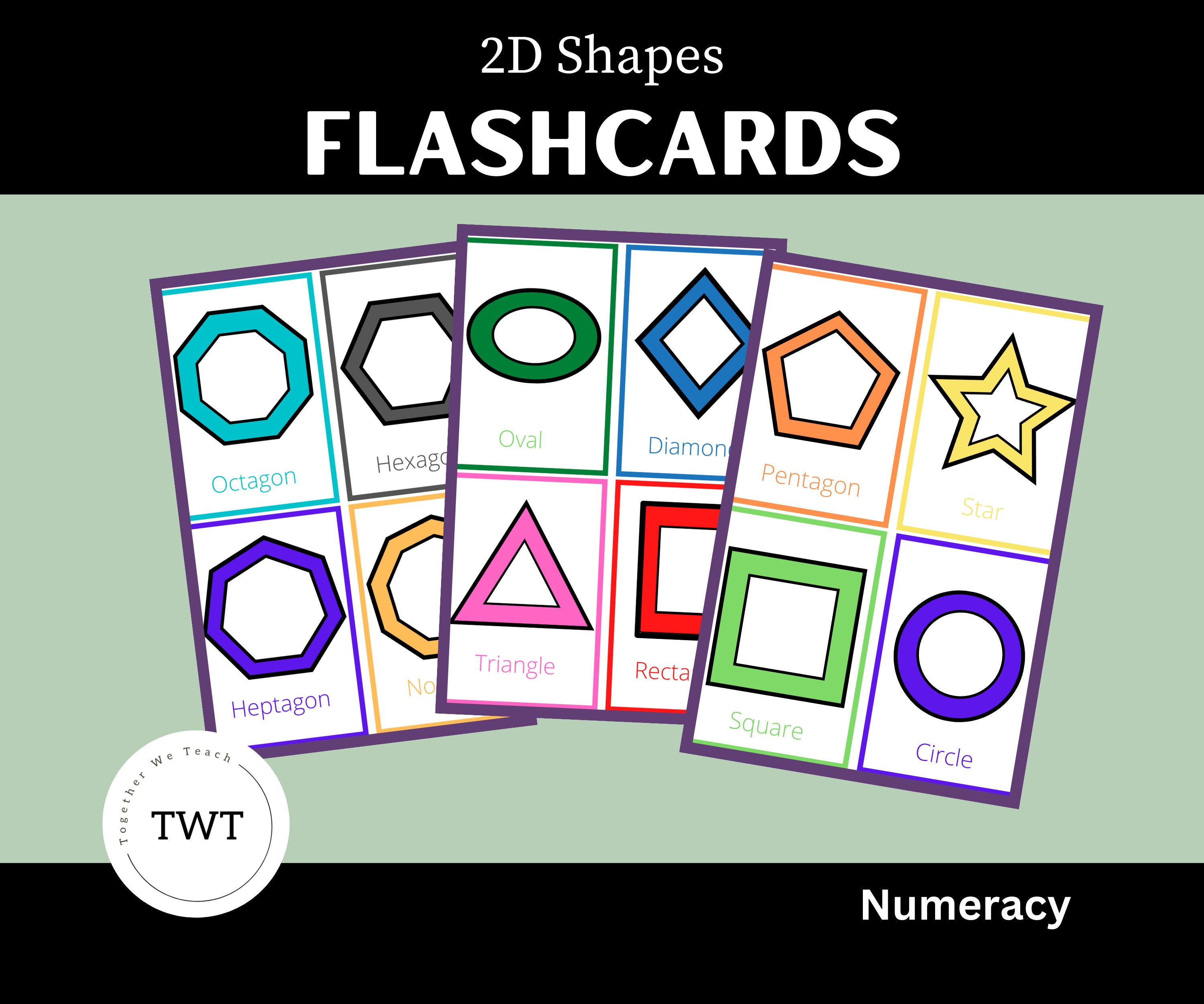 2D Shape Flashcards - Etsy