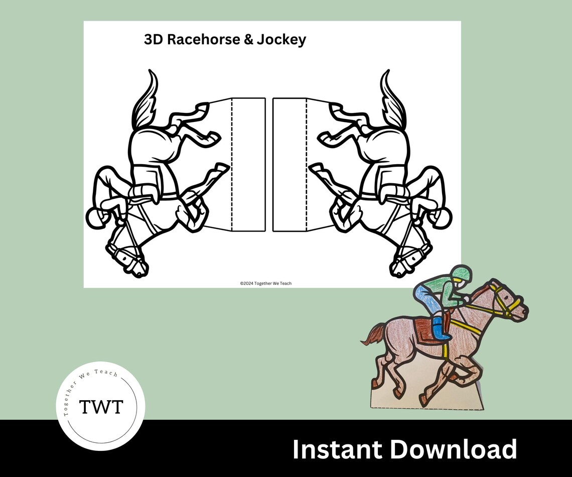 3D Racing Horse and Jockey- Horse Racing Activity - Etsy