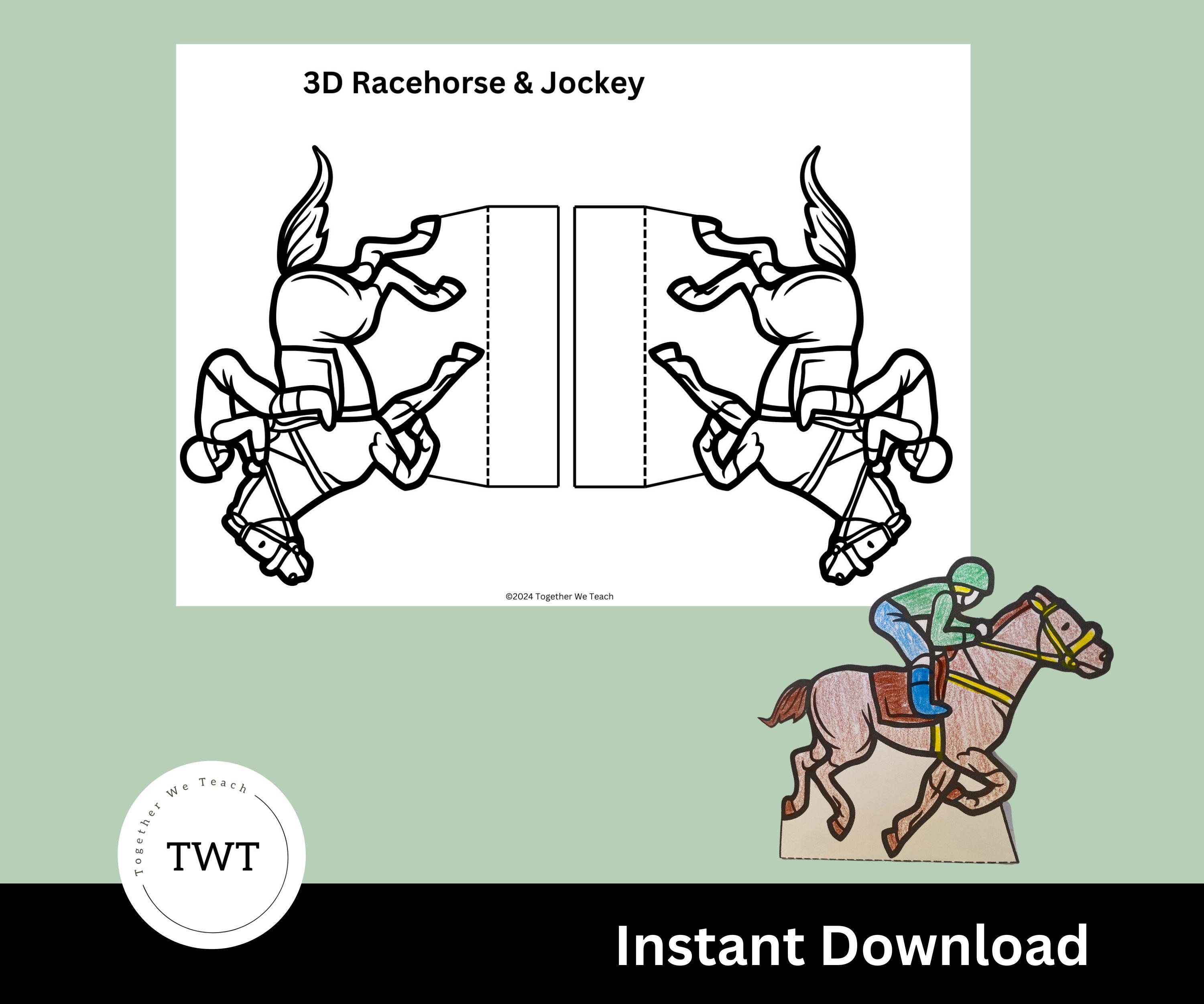 3D Racing Horse and Jockey- Horse Racing Activity - Etsy