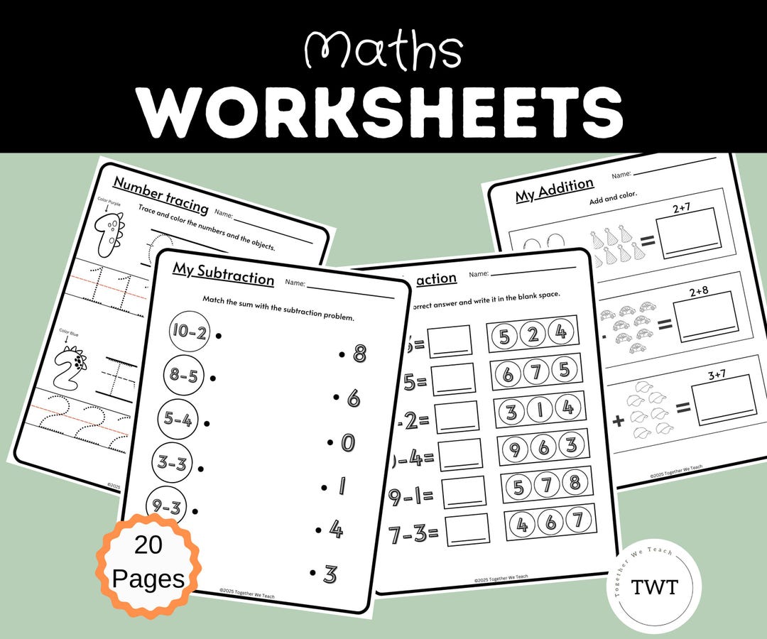 Mathematic Number Work Sheets - Numbers 1 - 10 Adding and Subtracting ...