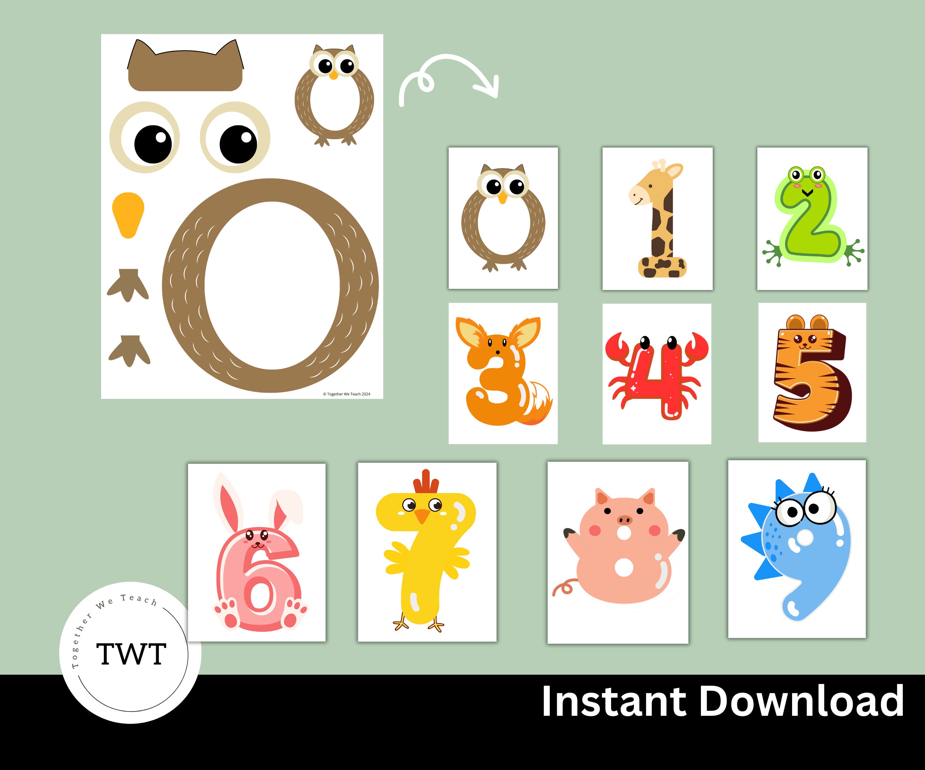 Animal Number Craft - Etsy