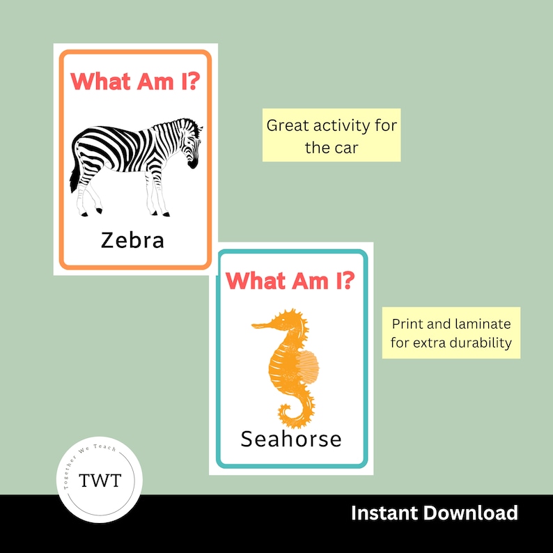 What Am I? Animal Card Game - Etsy