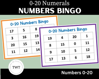 Printable Number Bingo 0 to 20 Download - Etsy