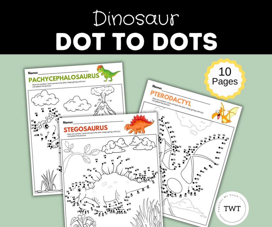 Dinosaur Dot to Dot Colouring Pages, All Different Levels - Etsy