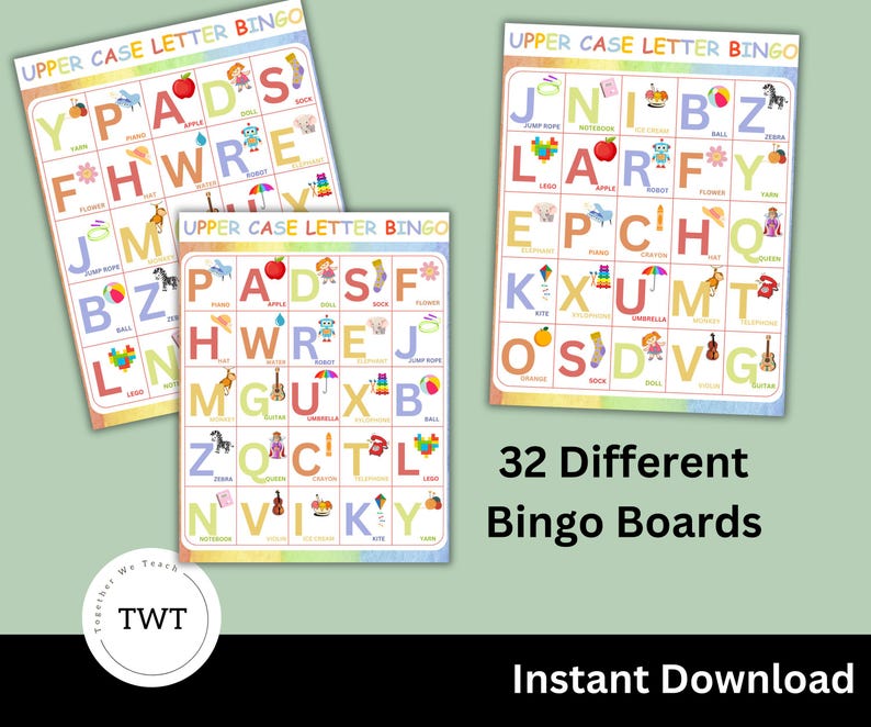Upper Case Letter Bingo- Printable-32 Boards - Etsy