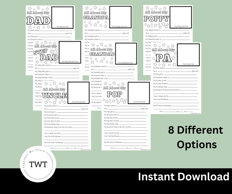 All About My Dad Father's Day Activity Questionnaire - Uncle, Grandad ...